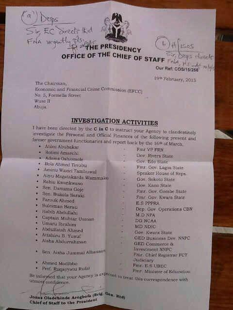 EFCC Says Fake Letter From President Jonathan‘s Chief Of Staff In ...