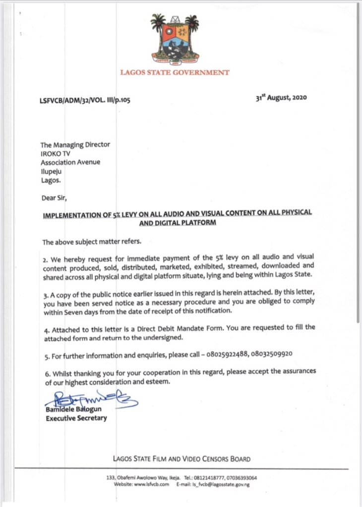 Audio Visual Tax Lagos Government Denies 5 Levy Blames Film Board audio-visual-tax-lagos-government-denies-5-levy-blames-film-board